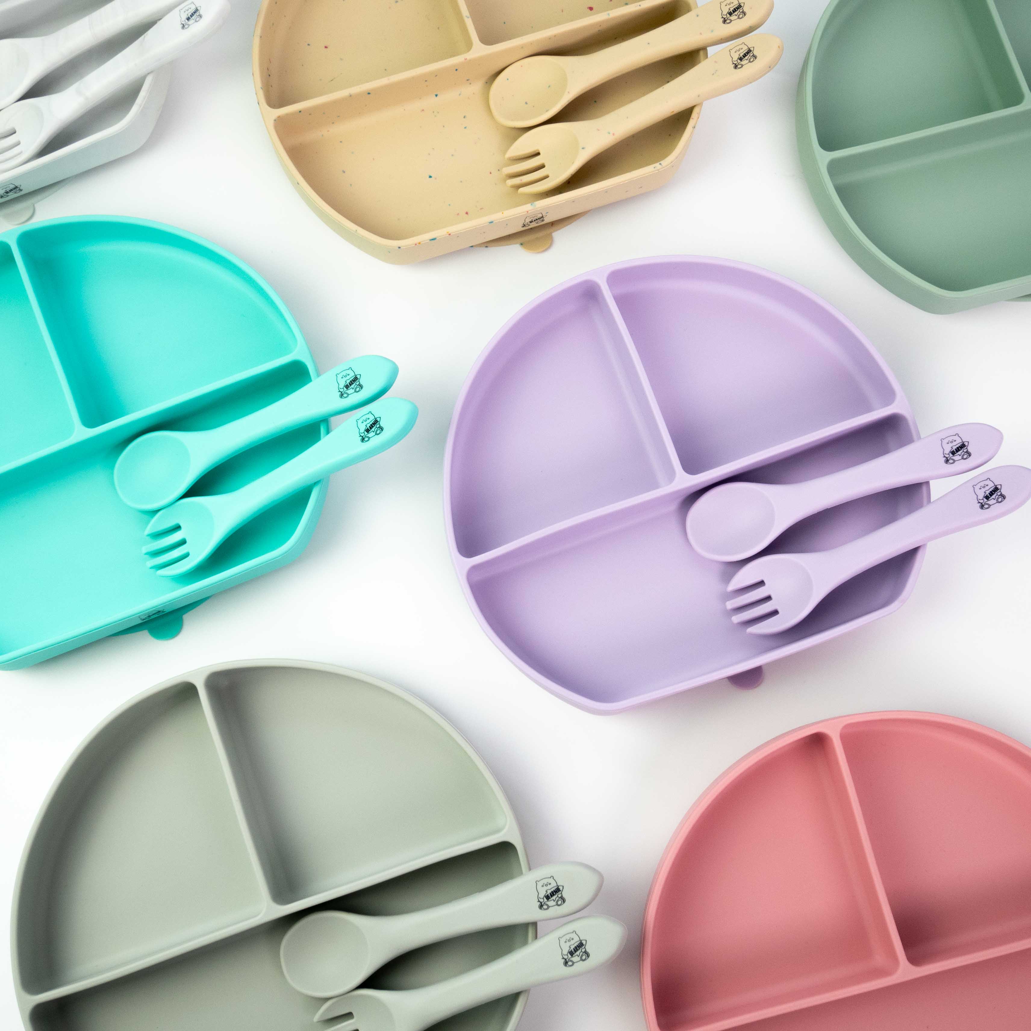 Grow with Bearnie Divider Suction Plate & Utensils Feeding Set | Little ...
